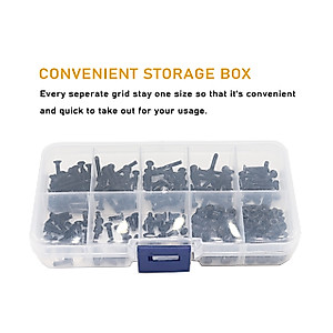 binifiMux 340pcs M2.5 Black Countersunk Flat Socket Cap Screws Hex Nuts Nylon Lock Nuts Assortment Kit 10.9 Grade Alloy Steel, M2.5 x 4mm/ 6mm/ 8mm/ 10mm/ 12mm/ 14mm/ 16mm/ 18mm/ 20mm