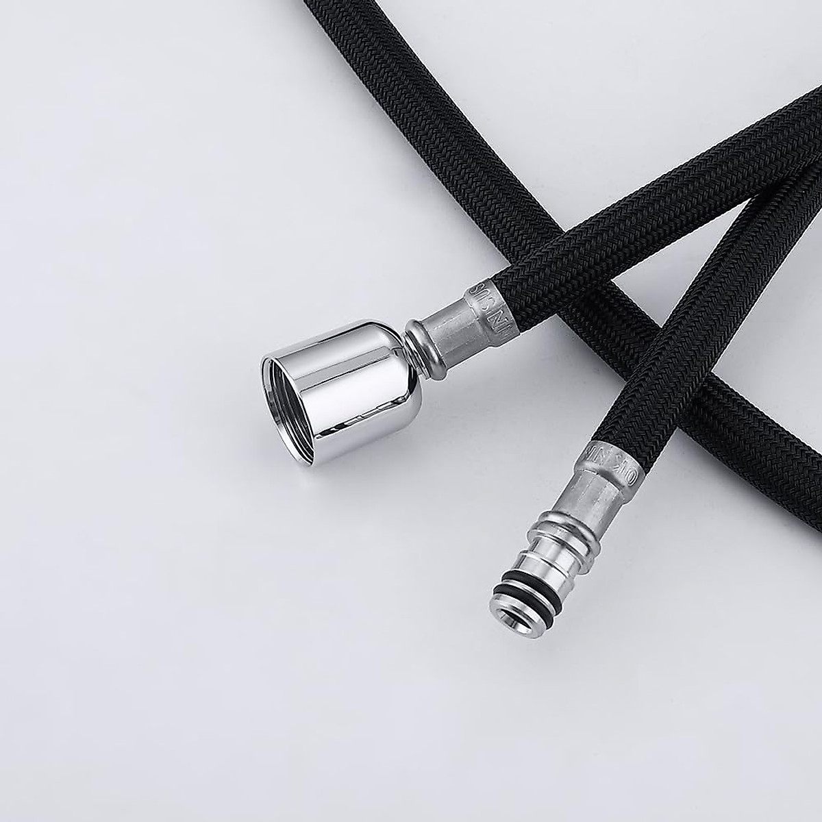 Black Kitchen Faucet Hose Replacement M15*1MM X G1/2,Kitchen Sink pull down Faucet Hose pull out Faucet Hose replacement with Quick Connect,Nylon Hose 59-inch