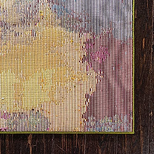 Unique Loom Estrella Collection Colorful, Abstract, Watercolor, Modern, Eclectic Area Rug, 3 ft 3 in x 5 ft 3 in, Multi/Beige