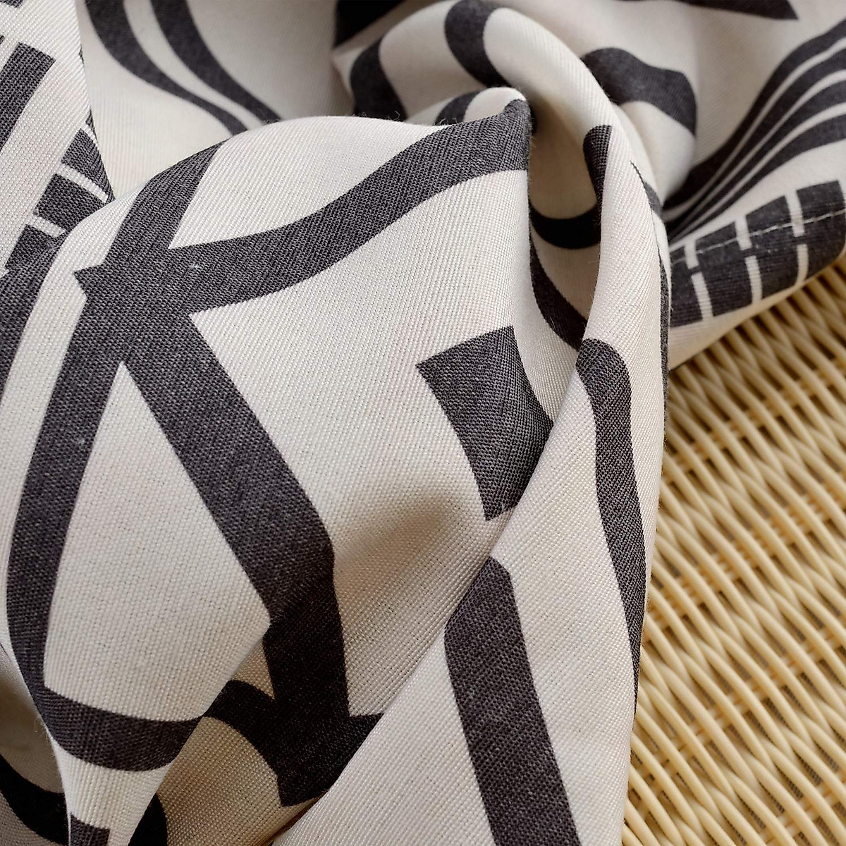 Melodieux Black Geometric Style Room Darkening Grommet Curtains for Living Room Dining Room Bedroom, 52 by 84 Inch, 2 Panels