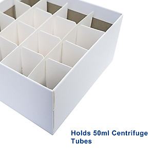 CryoKING 16-Well Freezer Box for 50ml Tubes - Durable Cardboard Microtube Storage Box with Lids, White Cryo Boxes, 5 Pcs/Pack