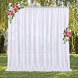 10x10ft White Backdrop Curtains for Parties Wedding Wrinkle Free Sheer Tulle Backdrop Curtain Drapes