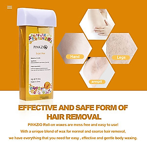 Hair Removal Roll On Wax Refill - Wax Cartridge Depilatory Wax Roller for Legs and Arms 3.52 Ounce By PINKZIO (3 Pack)