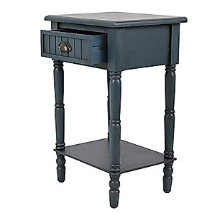 Decor Therapy Bailey Bead Board 1-Drawer Accent Table, Antique Navy