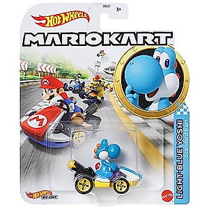 DieCast Hotwheels Mario Kart Light-Blue Yoshi (Standard Kart) 1:64 Scale