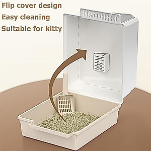 Cat Litter Box with Lid,Fully Enclosed Leak-Proof Urine Litter Box for Small Cats Approx 10Lbs,Handy Litter Scoop,Replaceable Closed/semi-Closed/Open Clamshell Litter Box