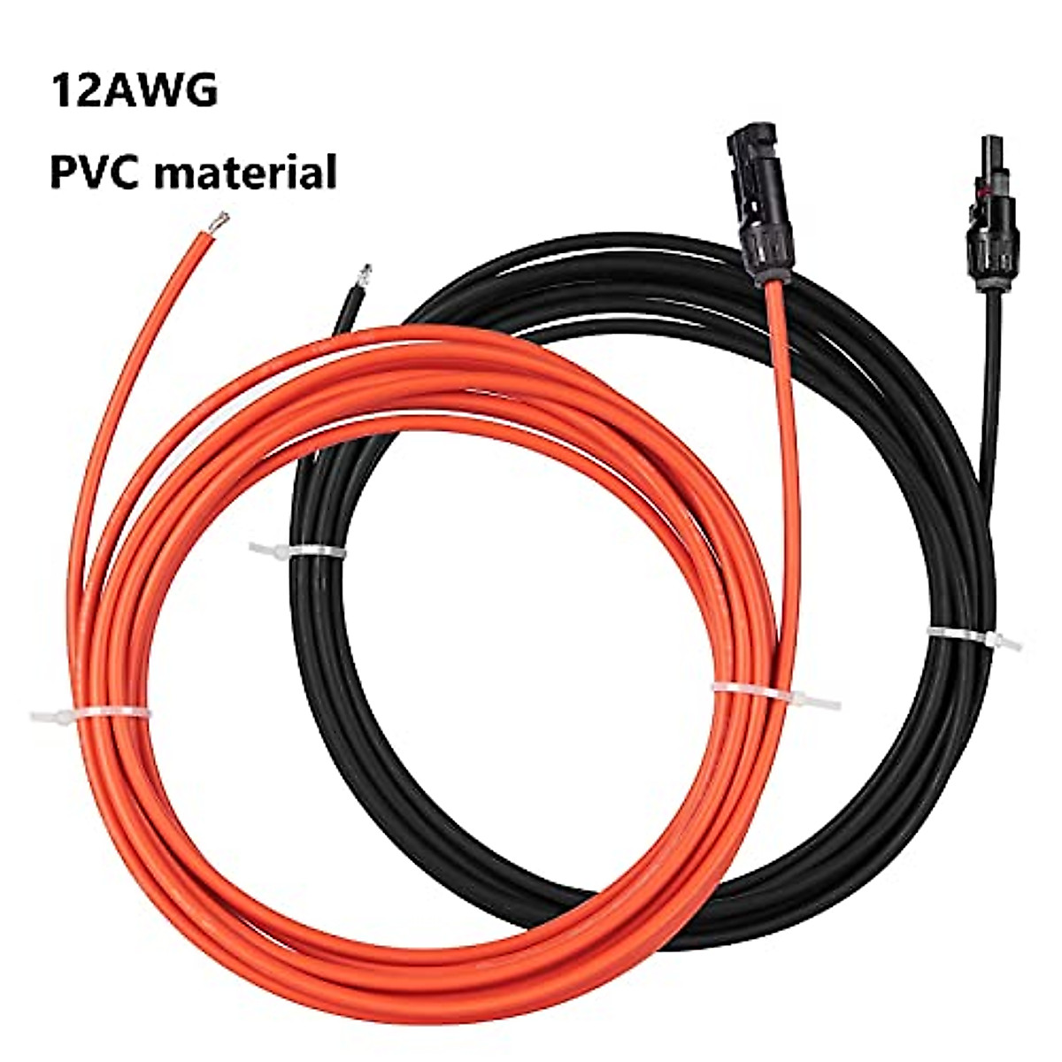 LDZZEL 12AWG 20 Ft Solar Extension Cable Wire Adapter Kit with Female and Male Connector (20FT Black and 20FT Red)