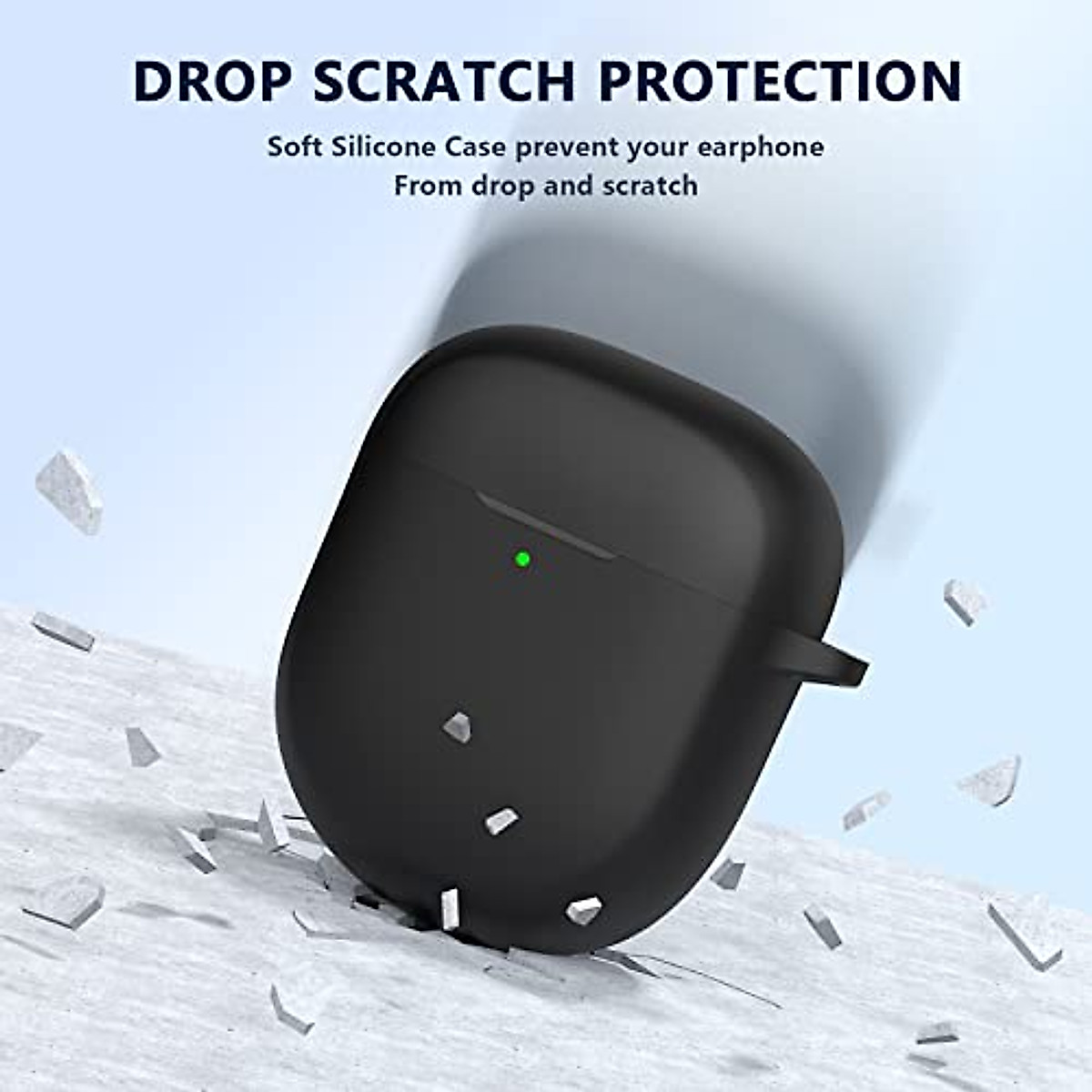 Case for Bose QuietComfort Earbuds II (2022),Bose Quietcomfort Earbuds ii Silicone Case Cover Cleaner Kit and Keychain Accessories(Black)