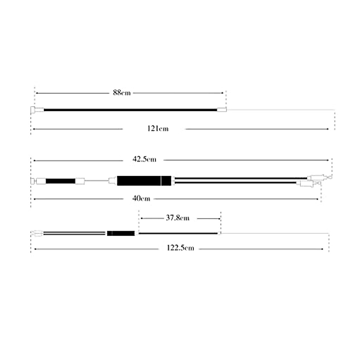 BaveL BMX Bike Gyro Brake Cables Front + Rear (Upper + Lower) Spinner Rotor Set Kit (White)