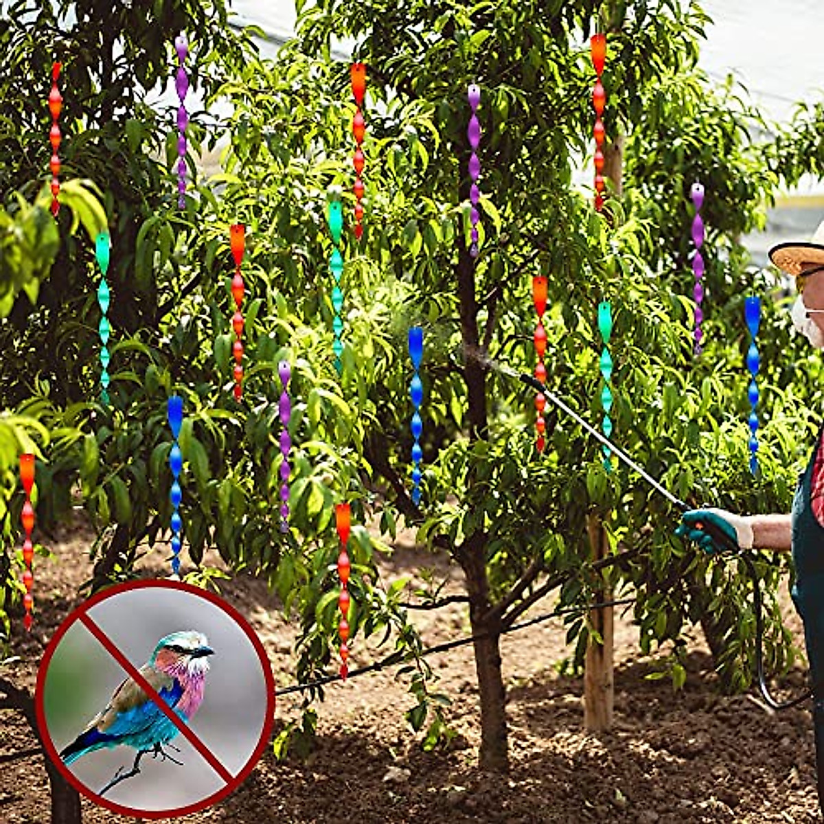 Hausse 30 Pack Bird Repellent Reflectors Scare Rods, Hanging Colorful Plastic rod Reflective Bird Deterrent Device, Glossy Finish Garden Decorative Scare Bird Away, Like Woodpeckers, Pigeons and Geese