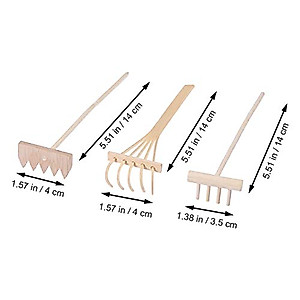 HEALLILY Mini Zen Garden Rake Bamboo Tool Set Rake Sand Rock Push Drawing Pen Desktop Decor Accessories 3Pcs