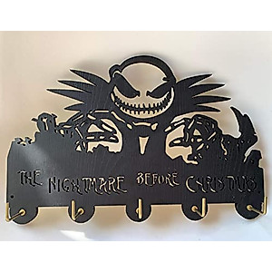 The Nightmare Before Christmas Hooks-Jack Skellington Decor Wall Hooks,Wall Décor,Coat Hooks,Key Holder,Key Hanger for Wall、Entryway and Kitchen-11.8×7.8Inch、 Black 、Eco-Wood