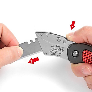 WORKPRO Utility Knife Blades Dispenser SK5 Steel 100-pack and WORKPRO 3-Piece Folding Utility Knife Set with 10-Piece Extra Blades