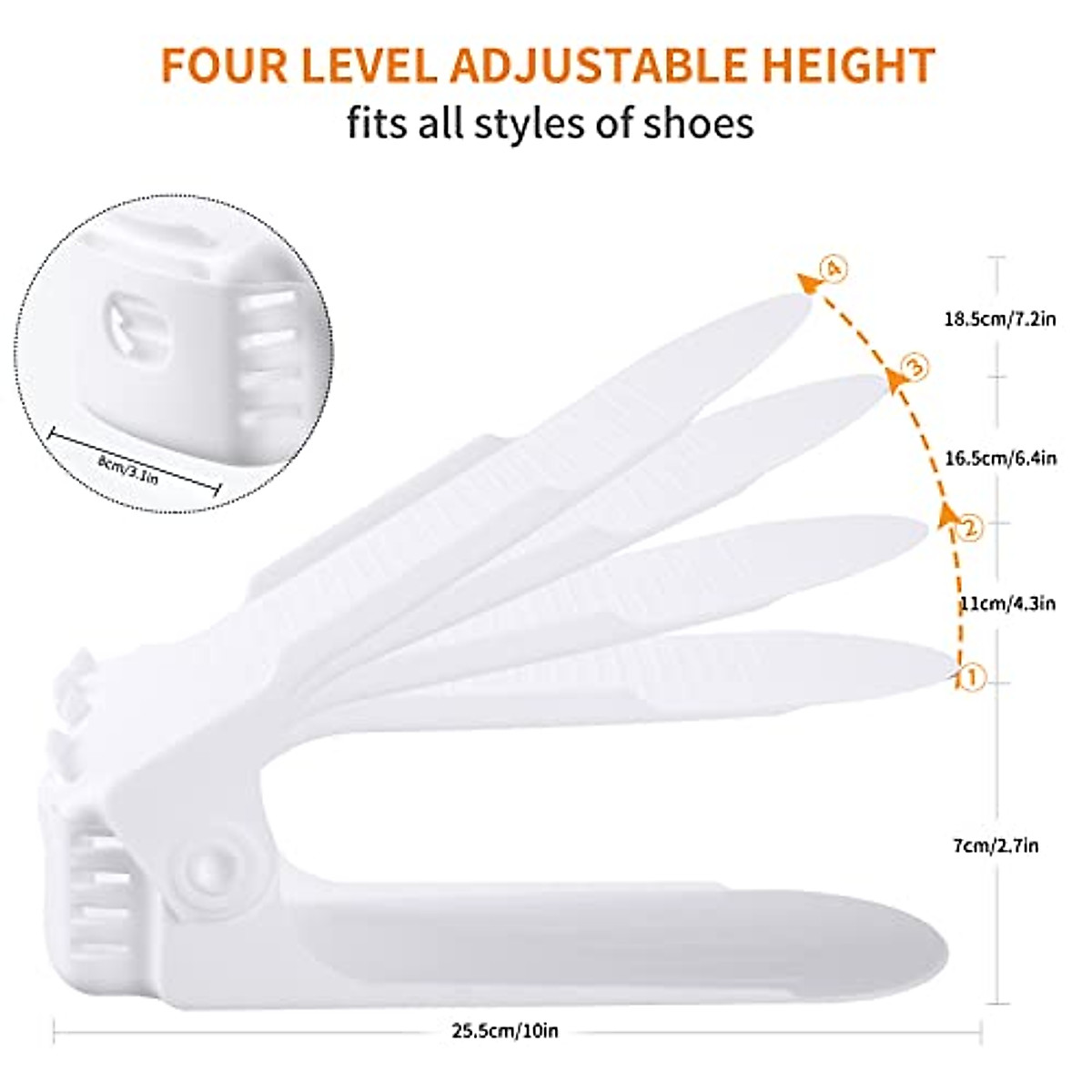 Antigo Shoe Slots Organizer，20 Pcs Adjustable Shoe Stacker for Closet Organization, Double Deck Shoe Rack Holder Storage Space Saver (White)