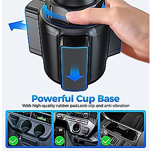 ADIUPUL Cup Phone Holder for Car, Cup Holder Phone Mount 360 Rotatable Adjustable Gooseneck Car Cradle Cell Phone Cup Holder Phone Holder for Car for iPhone14 13 12 Pro Max, Samsung, LG (Black)