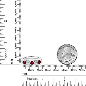 Gem Stone King 925 Sterling Silver Red Created Ruby and White Moissanite 5-Stone Wedding Anniversary Band Ring For Women (1.07 Cttw, Gemstone July Birthstone, Available In Size 5, 6, 7, 8, 9)