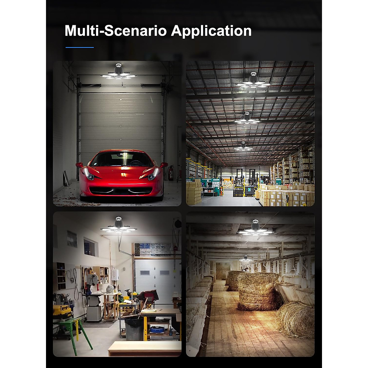 SEOBIOG 2-Pack LED Garage Light Bulbs, Ultra Bright 250W 25000LM Garage Lights Ceiling LED, 6500K Shop Light w/ 7+1 Deformable Panels, LED Light Bulbs for Garage, Workshop, Warehouse, Barn