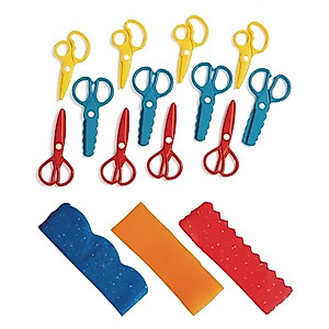 Colorations Plastic Fun Dough Scissors for Texture, Set of 12, 3 Designs, Easy Clean, Safe, Arts & Crafts, Sculpting, Clay, for Kids, Durable DSCISSOR