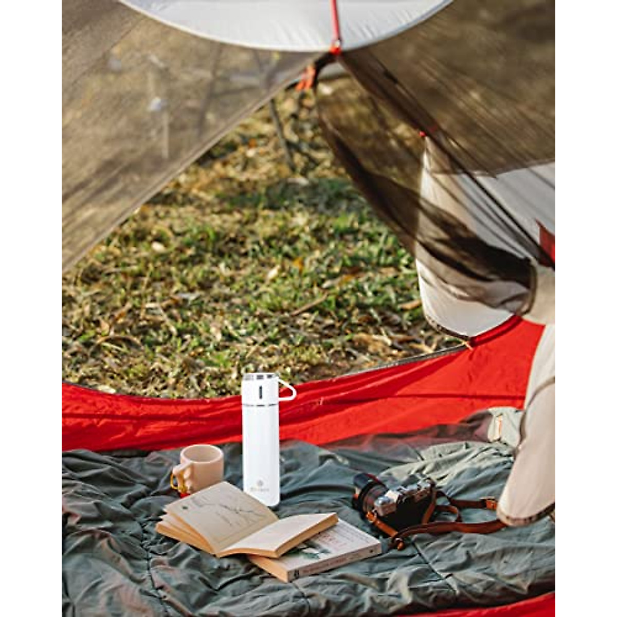 XTYHTX Thermos Bottle Coffee Cup,Vacuum-Insulated Beverage Bottle with Handle,Stainless Steel Thermo Leak-Proof for Coffee, Tea, Water, Hot or Cold, 17oz (White)