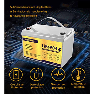 LISUATELI LiFePO4 Battery lithium batteries 12v100AH over 8000 Deep Cycles Iron Phosphate Battery Low Temp Protection Support in Series/Parallel for RV Camper Solar Golf Cart Marine Battery 100A BMS