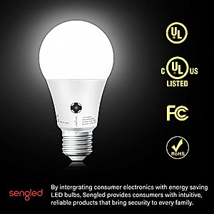 Sengled 5000K Daylight LED Light Bulb 10.5 Watt Equivalent 1200LM, Automatic Dusk to Dawn Light Bulbs for Outdoor Lighting, 3 Pack, UL Listed.