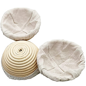 3pcs 5" Banneton Proofing Basket Round Bread Brotform with Liner Eco-Friendly Natural Rattan for Professional & Home Bakers