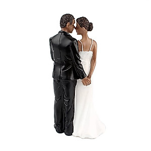 HUOOQT Cake Topper Figurines for Bride and Groom, African American Wedding Cake Topper Couple Wedding Anniversary