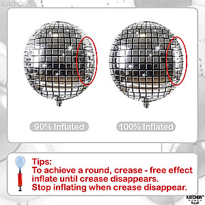 KatchOn, Silver Disco Ball Balloons - 22 Inch, Pack of 12 | Disco Bachelorette Party Decorations | 4D Sphere Disco Balloons for Disco Party Decorations | Disco Ball Decor, Dance Party Decorations