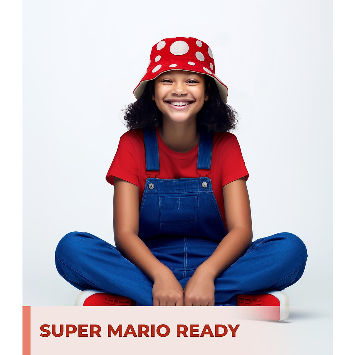 Shrumiez Red Mushroom Hat - Mushroom Bucket Hat for Mario Toad Toadstool Toadette Rave Cosplay Costume Outfit Adult Women Men