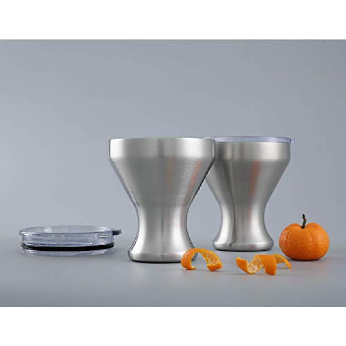 JILLMO Martini Glass, Insulated Stainless Steel Margarita Glass with Lid, Set of 2