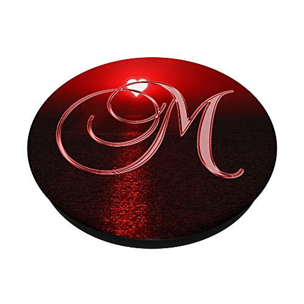 M Red Heart Beach Ocean Lake Sun Sea Monogram Initial Letter PopSockets PopGrip: Swappable Grip for Phones & Tablets