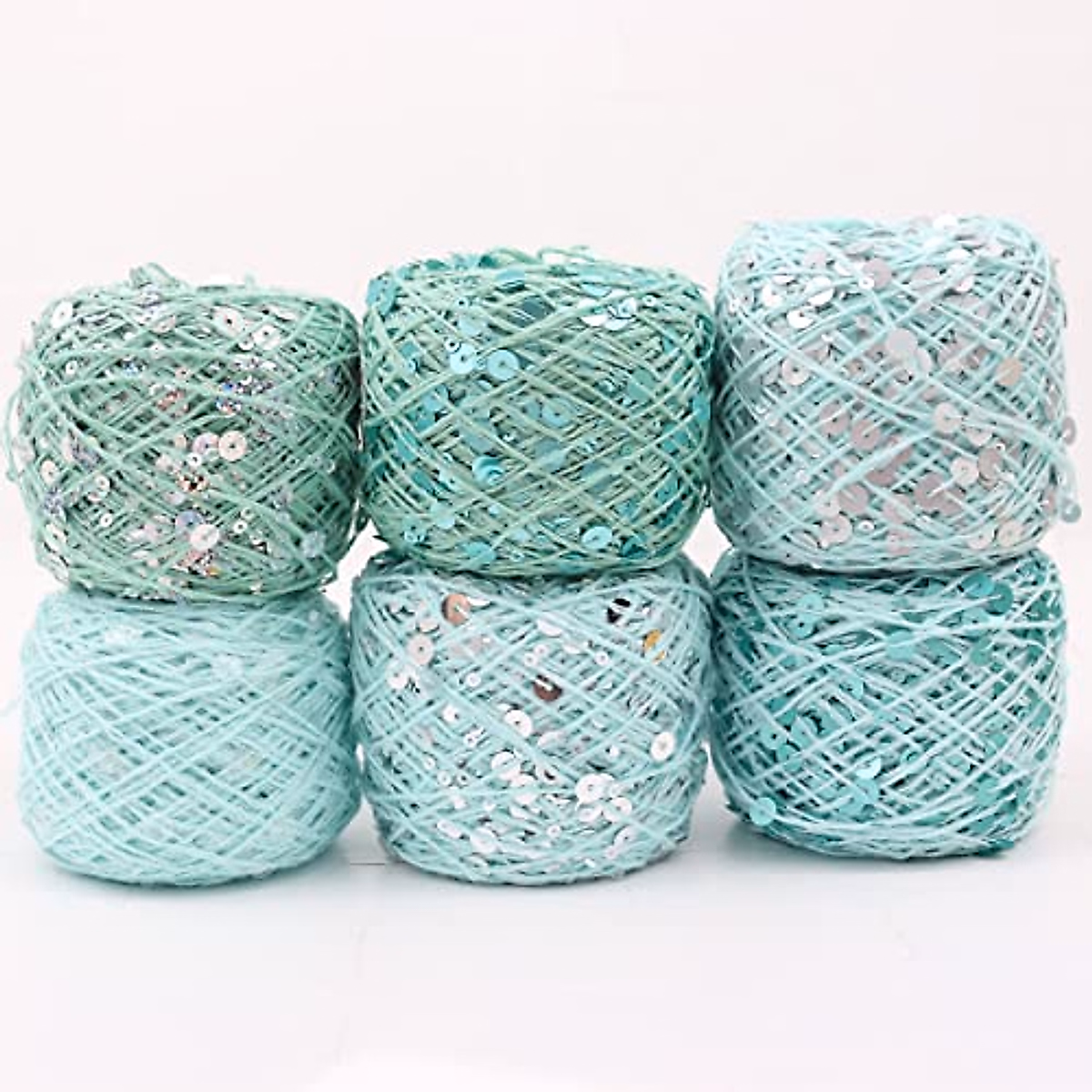 Hoxekle 50g/Ball 140M Cotton Yarn 6mm/3mm Sequin Yarn DIY Garment Accessories Rag Knitting Yarn for DIY Making (Color : 1 - Colorful Sequins)