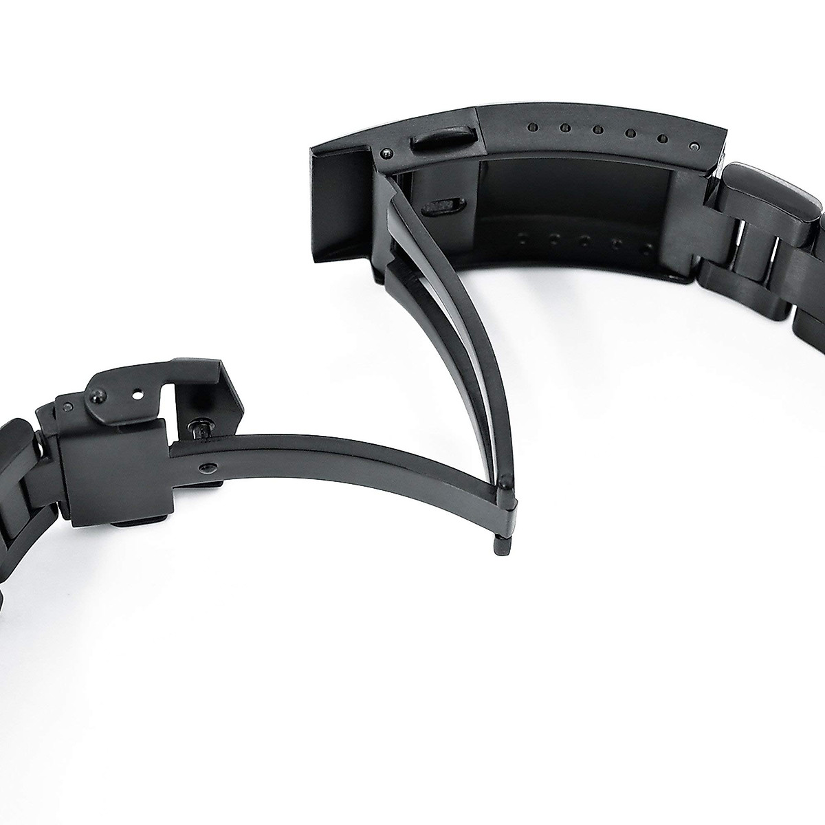 22mm DLC Black Watch Band compatible with Seiko 5 SRPD51, Super-O Boyer 316L SS