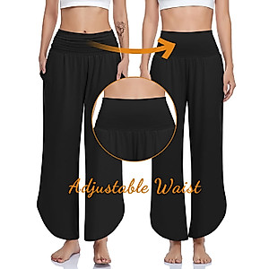 UEU Women's Wide Leg Yoga Pants High Waisted Comfy Dance Sweatpants Loose Casual Soft Lounge Joggers for Women with Pockets (Black, S)