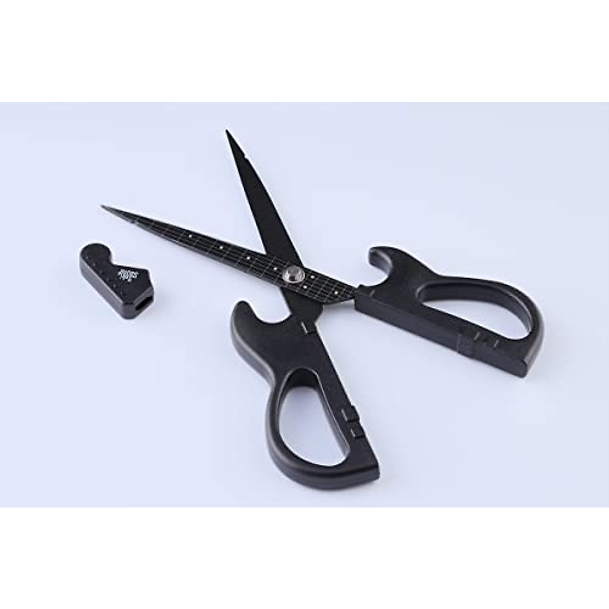 Stratocaster Electric Guitar Scissors with Stand and Cap, Black - Fluorine Coating, Japanese Stainless Steel - Made in Seki Japan