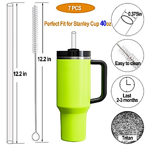 Straws for Stanley Cup, Straw for Stanley Cup 40 OZ, Replacement Straw for Stanley 40oz Tumbler, Tritan Straws with Straw Cleaner, 6Pack