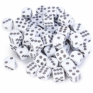 50-Pack of Bullseye Dice - 16mm Six Sided Dice with Unique Target Pips - Classic Dice for Games Like Farkle, Liar's Dice, Bunco, Balut, 10000, Craps, and More