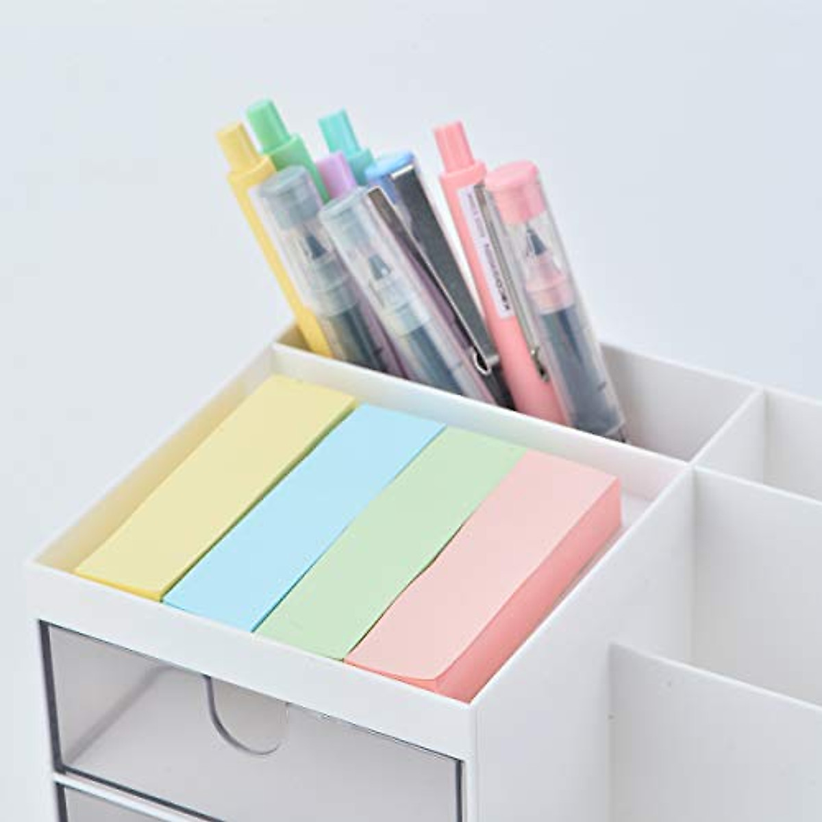 Citmage Desk Organizer Caddy with 12 Compartments Office Workspace Drawer Organizers Desktop Holder Plastic Stationery Supplies Storage Box for Pencils,Markers,Erasers,Pens,Sticky Notes(White)…