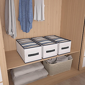 Bosuelife 3 Pack Wardrobe Clothes Organizer for Jeans Sized 0-10, 8 Compartments Waterproof Mesh Closet Organizer, Dimension 15-3/4" x 9-1/2"x 8" (Compartment width: 2")