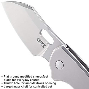 COLUMBIA RIVER KNIFE & TOOL Pilar EDC Folding Pocket Knife: Compact Everyday Carry, Satin Blade with Finger Choil, Thumb Slot Open, Frame Lock Stainless Handle, Reversible Pocket Clip 5311