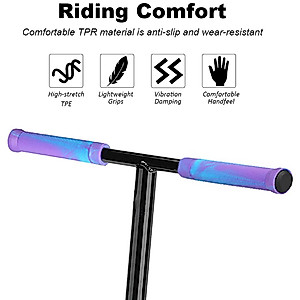 Kutrick Handle Bar Grips 145mm Soft Flangeless Longneck Grips for Pro Stunt Scooter Bars and BMX Bikes Bars (Purple/Blue)