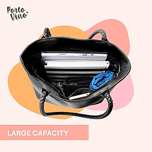 PortoVino Double Pour Vegan Leather Tote Bag with Hidden Insulated Flask Compartment and Dispenser with Spout that Hold 2 separate Bottles Of Wine! Perfect for Traveling, Concerts, Bachelorette Party!