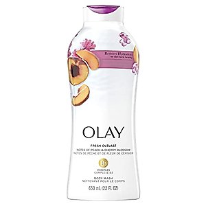 Olay Fresh Outlast Paraben Free Body Wash with Energizing Notes of Peach and Cherry Blossom, 22 fl oz, Pack of 4