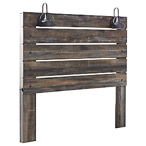 Signature Design by Ashley Drystan Rustic Panel Headboard ONLY with USB Charging Stations, Queen, Brown