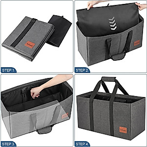 Vailando Large Utility Tote Bag, Sturdy Tote Bag With Zipper, Pockets, Handles, 600D Oxford Wear-Resistant Utility Tote Bag for Beach, Grocery, Shopping, Picnic, Laundry - Grey