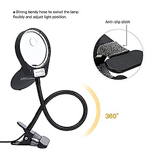Magnifying Glass Lamp 3X 10X,Stepless Dimmable LED Magnifying Lamp with Dust Cover Metal Clamp,Adjustable LED Magnifier with Light and Stand for Crafts Reading Workbench Close Work