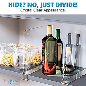 Tidy Friend Clear Acrylic Shelf Dividers for Closet Organization - Durable Closet Shelf Divider, Book Shelf or Pantry Shelf Divider for Wood Shelves - Pack of 4 Space Saving Shelf Organizers