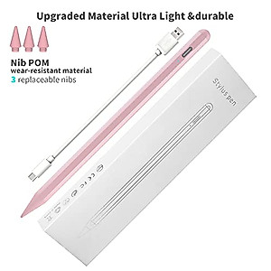 Stylus Pen for iPad Pencil Compatible with Apple Pen, iPad Pro 12.9/11-inch, Apple Pencil 2nd Generation, iPad Mini, iPad Air, iPad Tablets (2018-2022) Palm Rejection, Tilt - Pink