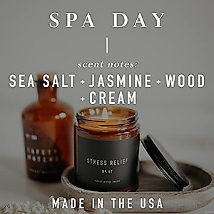 Sweet Water Decor Spa Day Candle | Sea Salt, Jasmine, and Wood Relaxing Scented Soy Wax Candle for Home | 9oz Clear Jar, 40 Hour Burn Time, Made in the USA