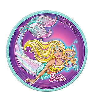 "Barbie Mermaid" Iridescent Purple Round Party Plates 7", 8 Ct.